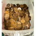 Large Tub of Vintage Pennies