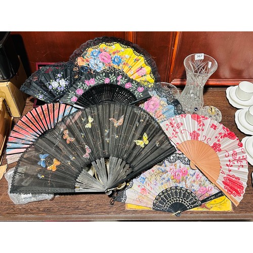 Ornate Case With Approx 8 x Ornate Hand Fans