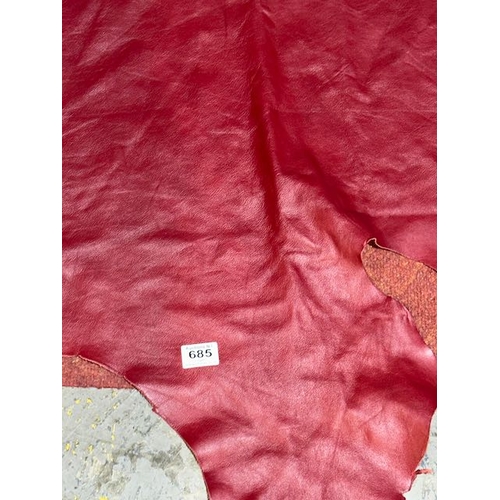 Red Leather Hide - Appx 6'x 5' (Widest Point)
