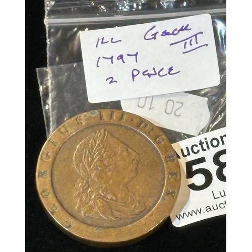 George III 1797 Cartwheel Two Pence Copper Coin - Largest Copper Coin ...