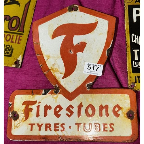 Firestone Tyres.Tubes Enamel Sign - 10x12"