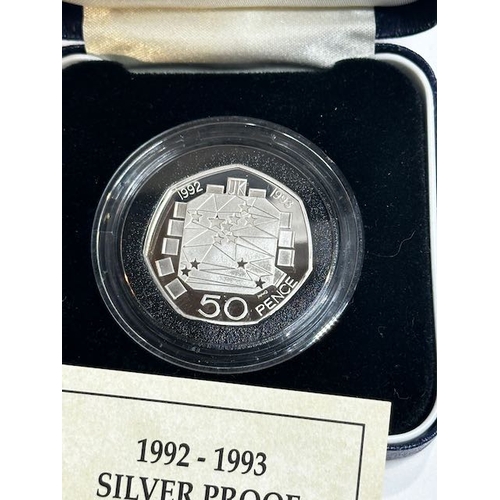 1992 -1993 Silver Proof 50p Coin With COA