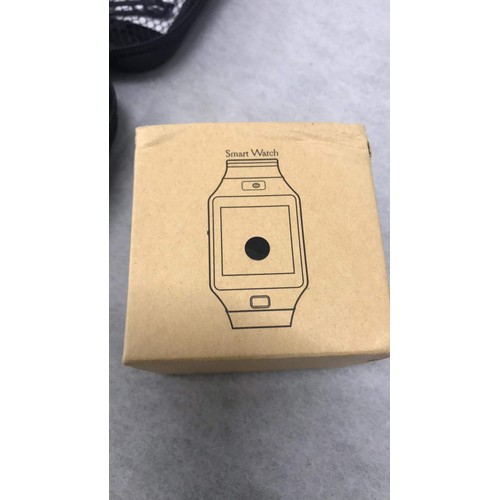 Rear horse mini drone in its protective case with control and instructions plus a smart watch