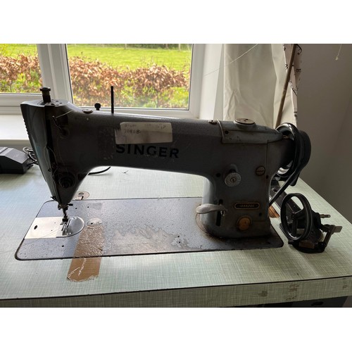 Industrial singer sewing machine with table and chair
