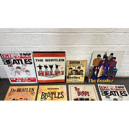 EIGHT MIXED METAL BEATLES SIGNS