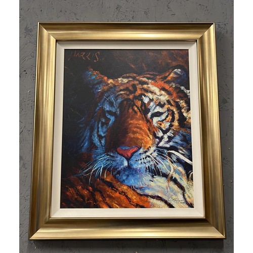 LARGE FRAMED ROLF HARRIS PRINT / TIGER
