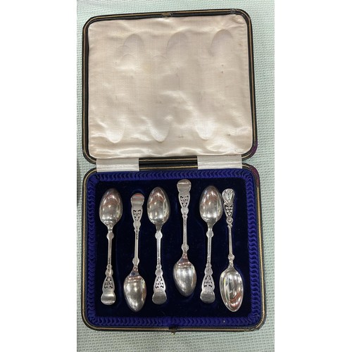 6 X SILVER HALLMARK TEA SPOON SET CASED