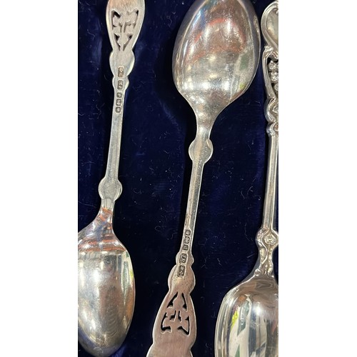 6 X SILVER HALLMARK TEA SPOON SET CASED
