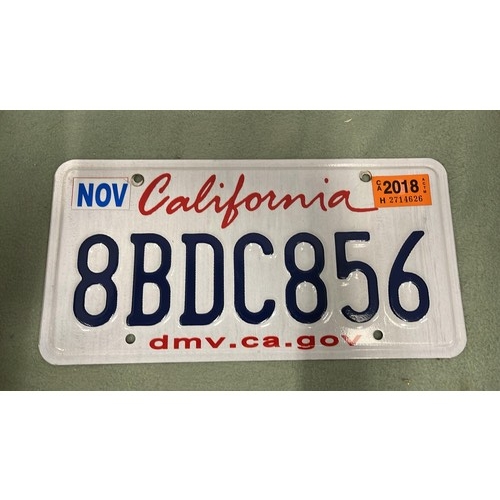 CALIFORNIA NUMBER PLATE