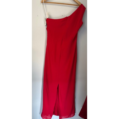 DESSY COLLECTION ONE SHOULDER RUBY RED DRESS IN SIZE 12