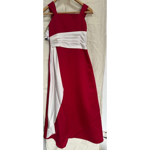RUBY RED DRESS WITH WHITE DETAIL