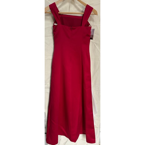 RUBY RED DRESS WITH WHITE DETAIL