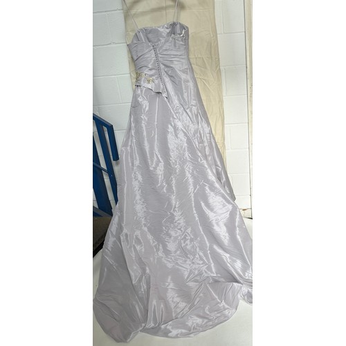 BENJAMIN ROBERTS WEDDING DRESS IN PURPLE WITH GOLD DETAILING