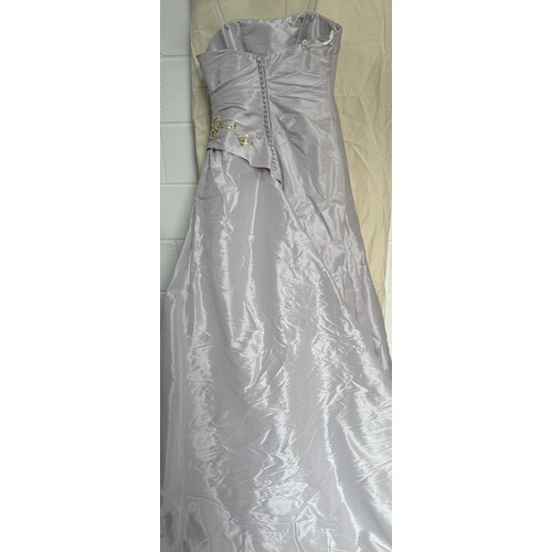 BENJAMIN ROBERTS WEDDING DRESS IN PURPLE WITH GOLD DETAILING