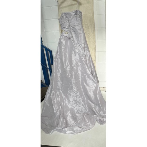 BENJAMIN ROBERTS WEDDING DRESS IN PURPLE WITH GOLD DETAILING