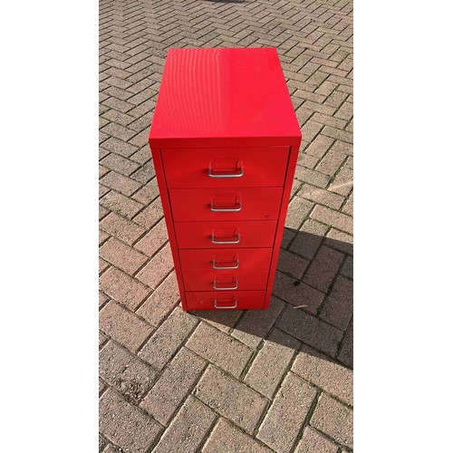 RED METAL FILE DRAWERS