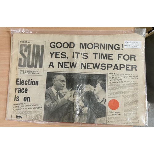 Ultra rare 1st edition of the Sun newspaper dated September 15th 1964