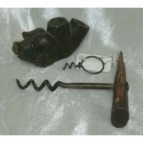 19th century finger ring corkscrew, bone handled cork screw and ...