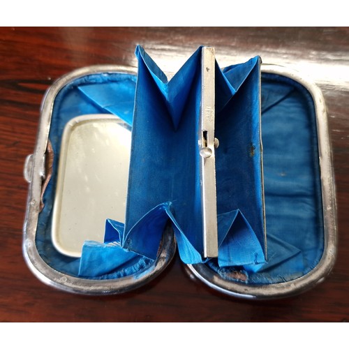 Vintage ladies small white metal coin purse with mother of pearl back ...