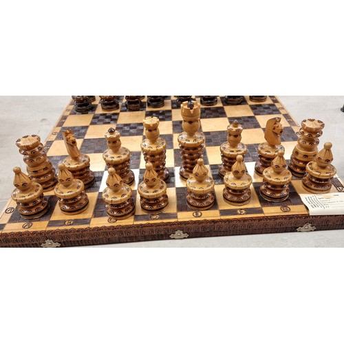 Polish made large wooden chess set in hinged board box - board 55 x 55 ...
