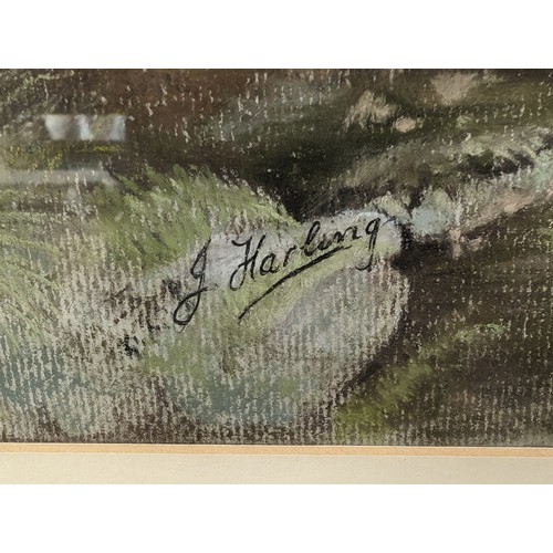 73 x 57 cm framed and double mounted riverscape painting on canvas by J ...