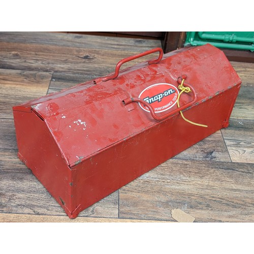 21" metal barn tool box and contents