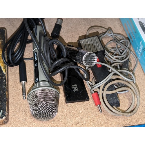 3 x vintage home audio microphones being Philips, Grundig & Thorn