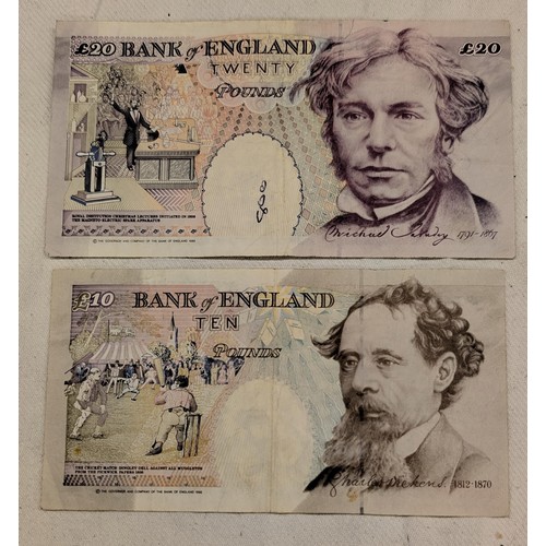 Michael Faraday £20 & Charles Dickens £10 - both Kentfield UK bank ...