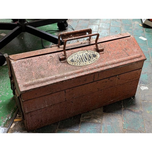 Vintage Britool cantilever metal tool box with contents