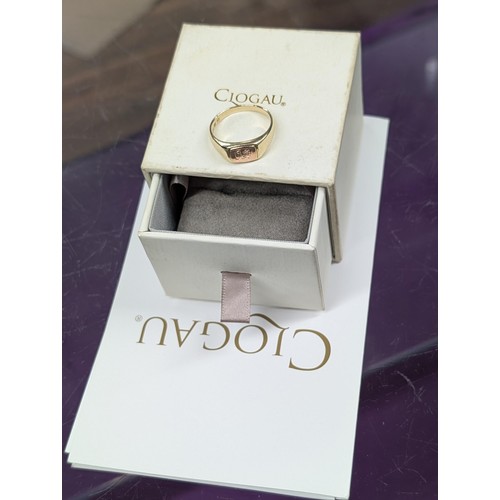 Genuine Clogau 9 carat gold dragon signet ring size T with certificate ...