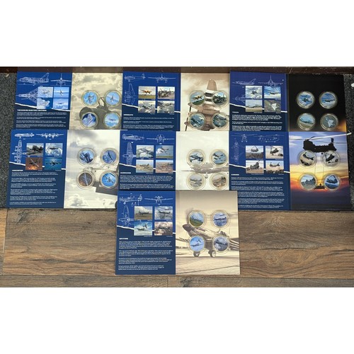 Mint set of 7 x history of the RAF 24 carat gold plated medallion coins ...