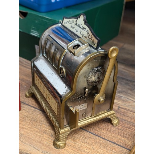 Waco Japan antique slot 'N' lighter, table lighter and slot machine