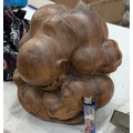 9" large vintage carved wooden 'Weeping' Buddha