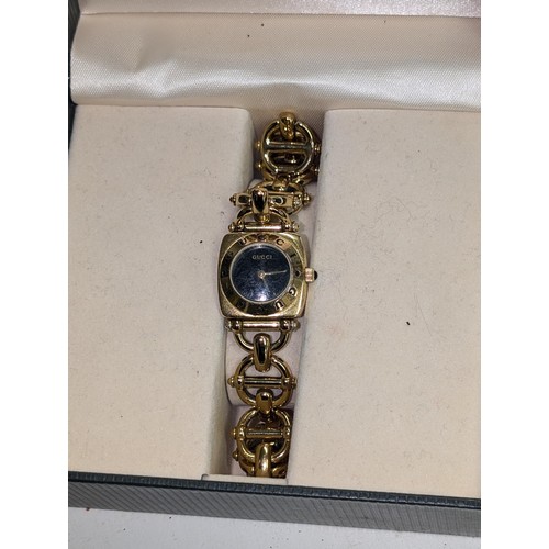 Ladies Boxed genuine Gucci gold tone dress watch - needs battery