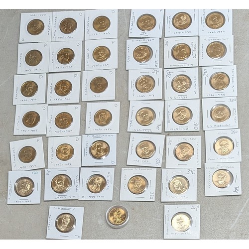 Near complete run of 2016 gold coloured alloy US President one dollar ...