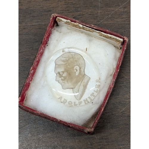 WW2 era original cameo glass pendant of Adolf Hitler - height 3.5cm ...