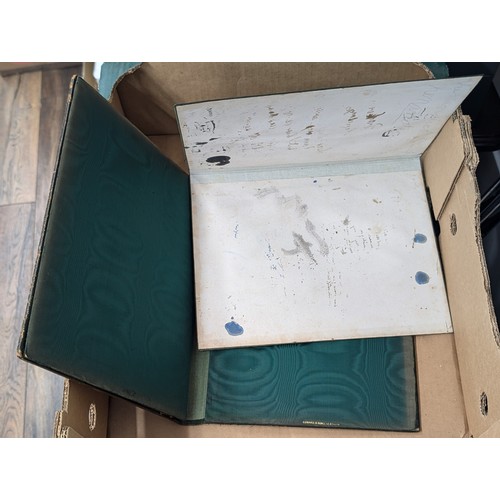 Leather writing folder with sterling silver panel and border front