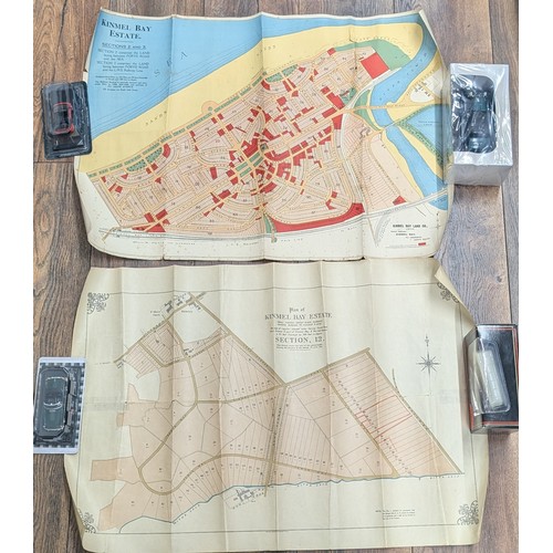 2 x Approx 28.25 x 19.25" rare kinmel bay estate maps - section 2 + 3 ...