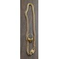 Approx 23" very heavy gold tone Cuban mens chain and gold tone pyramid ...