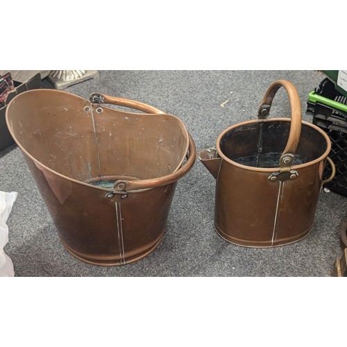 Vintage copper coal scuttle and water container with pouring lip