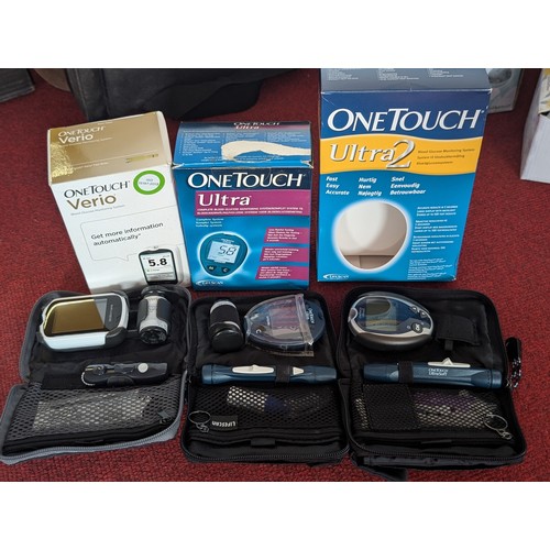 3 x boxed "One touch" blood glucose monitors being Ultra, Ultra II and ...