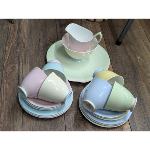 Royal Albert Bone China Pastel Harlequin Tea Set - 6 Places With 21 Pieces