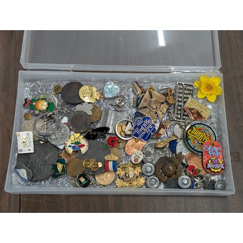 A Collection of Assorted Metallic and Enamel Pins, Badges, Medals ...