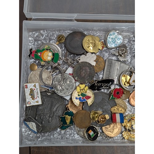A Collection of Assorted Metallic and Enamel Pins, Badges, Medals ...