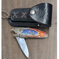 Harley-Davidson HD3 Folding Knife with Leather Sheath