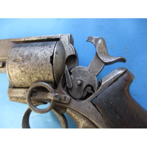An antique 6 shot pin-fire revolver with original leather holster ...