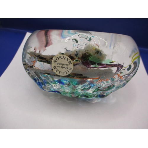 2 William Manson glass paperweights, both in good pre-owned condition ...