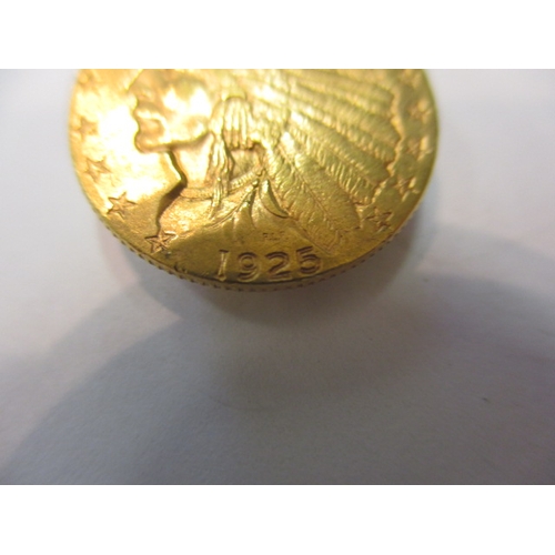 A 1925 American gold 2 ½ dollar coin, Denver mint mark, a circulated ...