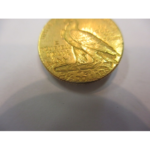 A 1925 American gold 2 ½ dollar coin, Denver mint mark, a circulated ...