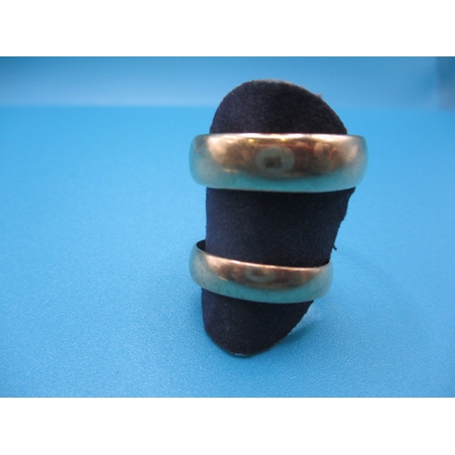 Two 9ct gold wedding bands approx. ring sizes ‘Y and T’ approx. widths ...